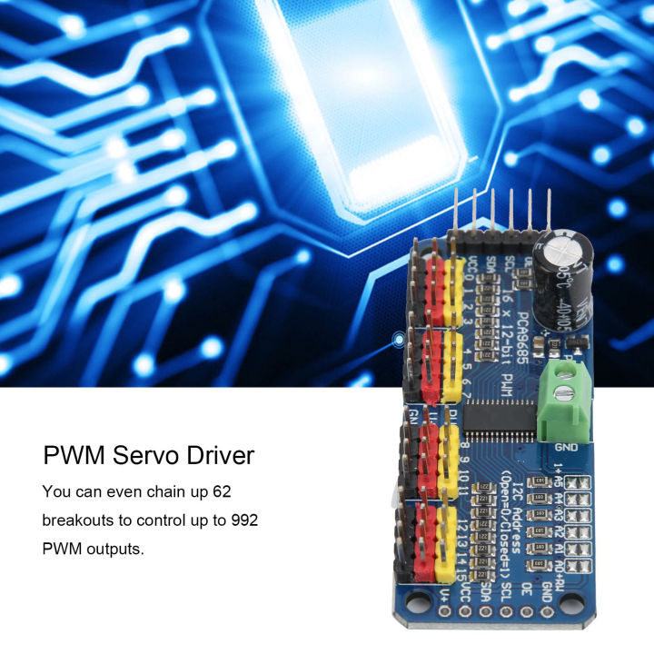 PWM Servo Driver 16 Channel Easy Installation Motor Drive Board PCA9685 ...