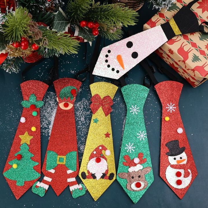 BEIBEI Shiny Felt Christmas Ties Adjustable 12 Types Snowman Elk Tie ...