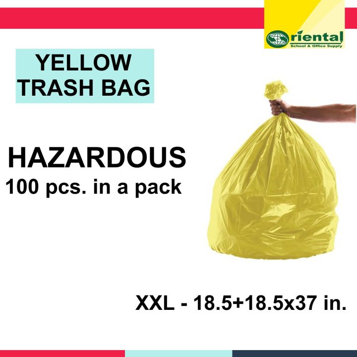 XXL Yellow Trash bags - Hazardous Garbage Waste Trashbag 100pcs in a ...
