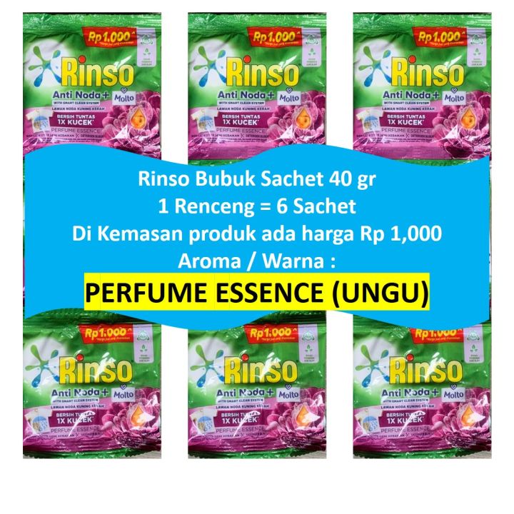 Rinso Bubuk Deterjen Sachet / Rencengan 40 gram eceran Rp 1000 ...