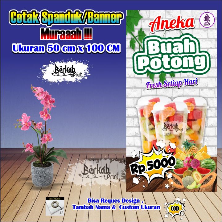 Spanduk Banner Aneka Buah Potong ukuran 50 cm x 100 cm | Lazada Indonesia