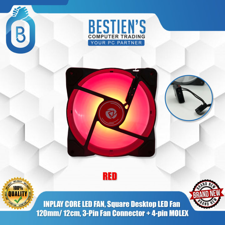 INPLAY CORE LED FAN, Square Desktop LED Fan 120mm/ 12cm, 3-Pin Fan ...