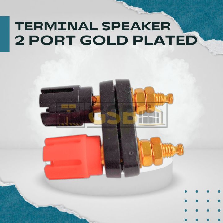 Terminal Speaker 2 Port Gold Plated Model Gandeng 2Pin Binding Post ...