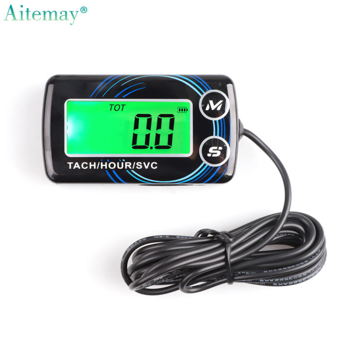 Aitemay LCD Display Waterproof Digital Engine Tach Hour Meter RPM Engine Gauge Tachometer for ...
