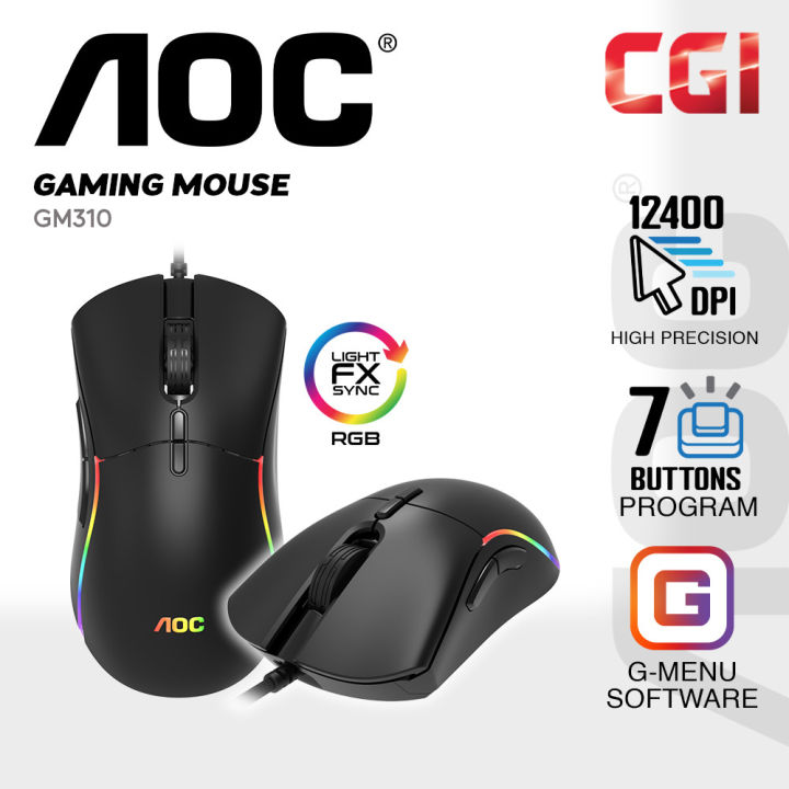 AOC GM310 Wired Tunable Weight RGB Gaming Mouse | Lazada