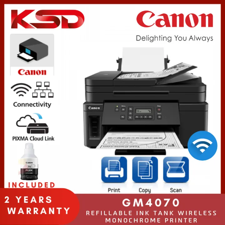 Canon PIXMA GM4070 Refillable Ink Tank Wireless Monochrome Printer ...