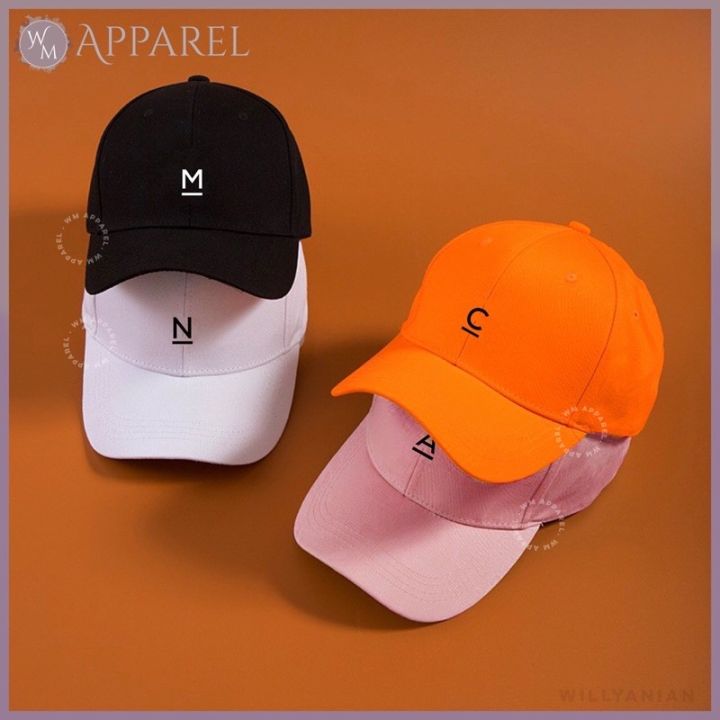 WM APPAREL Topi baseball Alphabet underline Custom Huruf Premium high ...