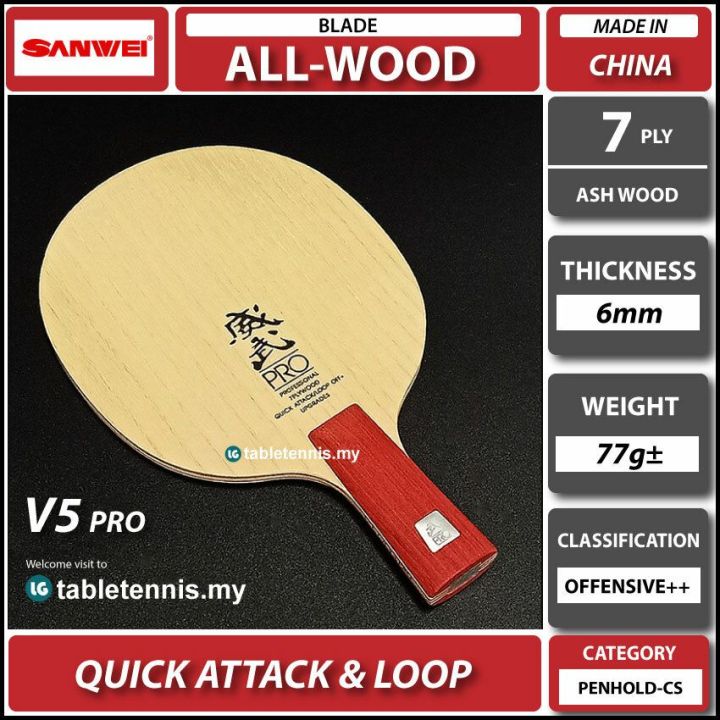 Sanwei Blade V5 Pro CS All Wood Table Tennis Blade Paddle Racket Ping ...