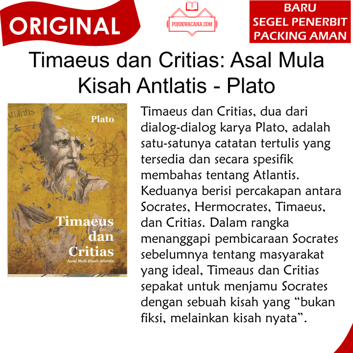 Original - Buku Filsafat - Timaeus dan Critias Awal Mula Kisah Atlantis - Plato | Lazada Indonesia