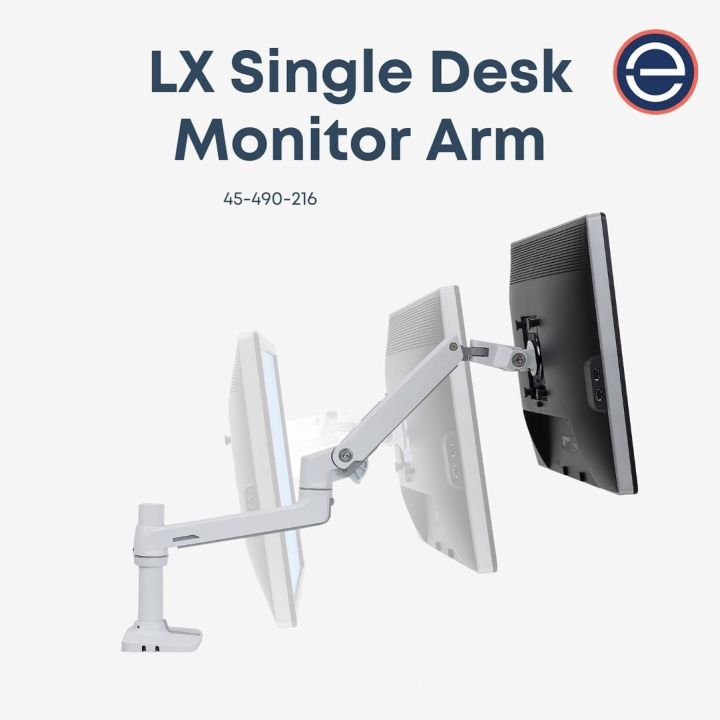 Ergotron LX Desk Mount LCD Monitor Arm (White Bright) 45-490-216 (10Y ...