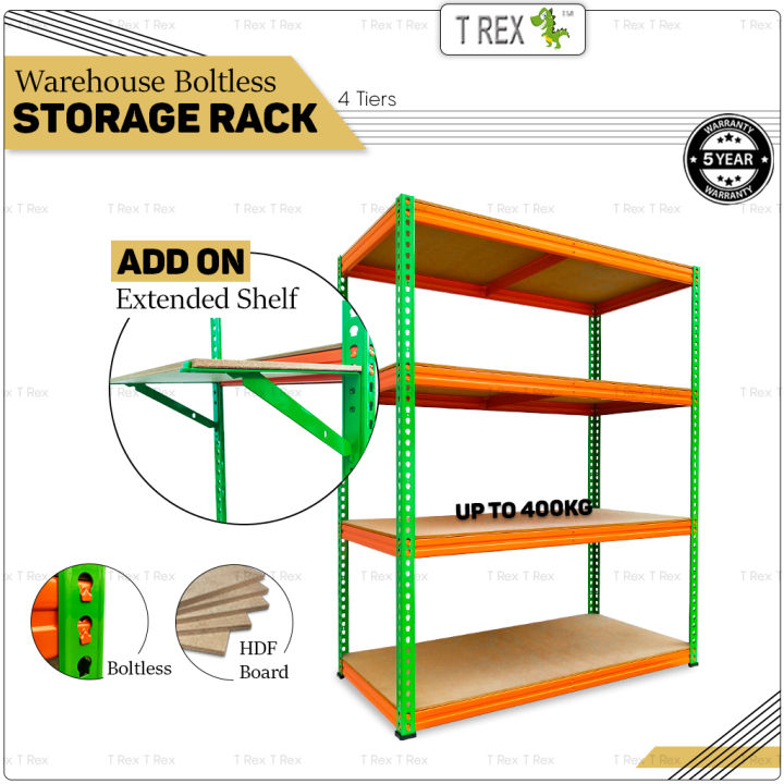 T Rex 4 Tier Warehouse Boltless Rack / Home Storage Rack / Boltless ...