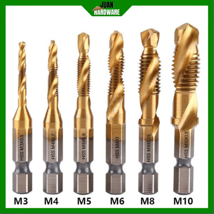 Tap Drill Bits Set Titanium Plated Hex Shank HSS Countersink Thread ...