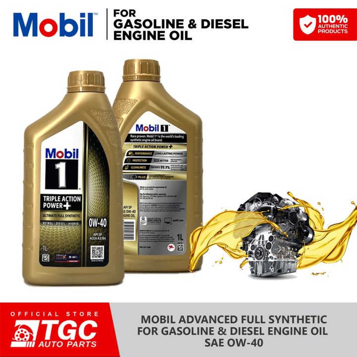 Mobil 1 0W-40 TRIPLE ACTION Ultimate Full Synthetic Engine Oil AP-SN 4 ...