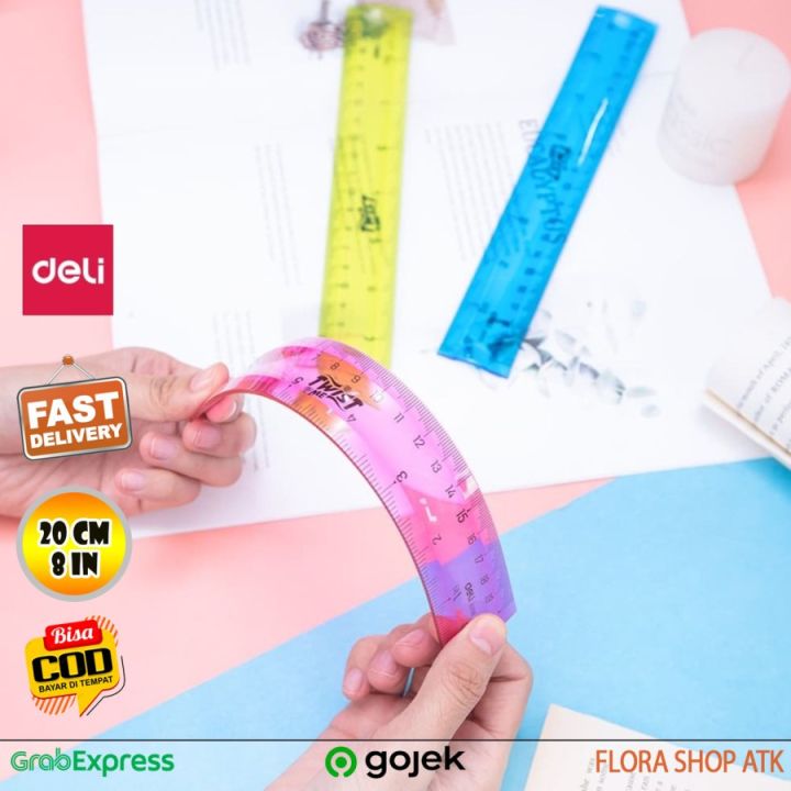 FloraShop ATK Penggaris Deli 20 cm Elastis Penggaris Lentur Ruler ...