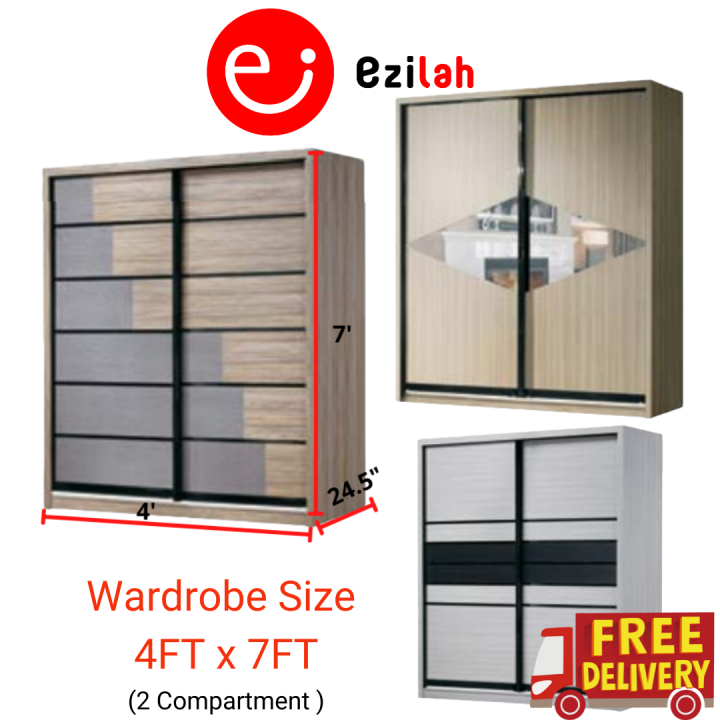 4ft x 7ft Custom Made Sliding Wardrobe/ Melamine Wardrobe / Anti Jump ...