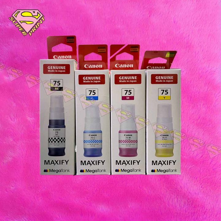 CANON GI-75 สีดำ สีฟ้า สีแดง สีเหลือง (BK/C/M/Y) หมึกกันน้ำ ของแท้ ใช้ ...