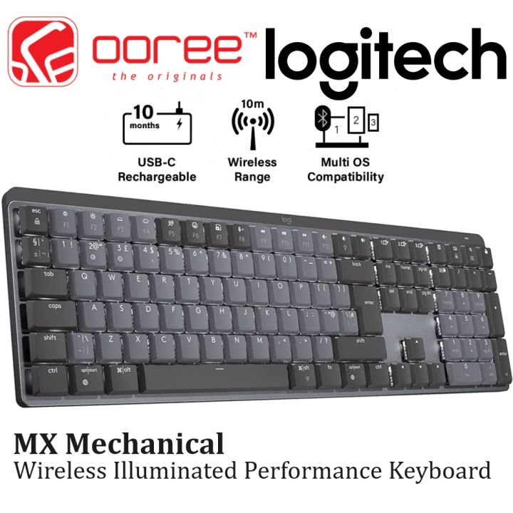 LOGITECH MX MECHANICAL WIRELESS ILLUMINATED PERFORMANCE KEYBOARD WITH ...