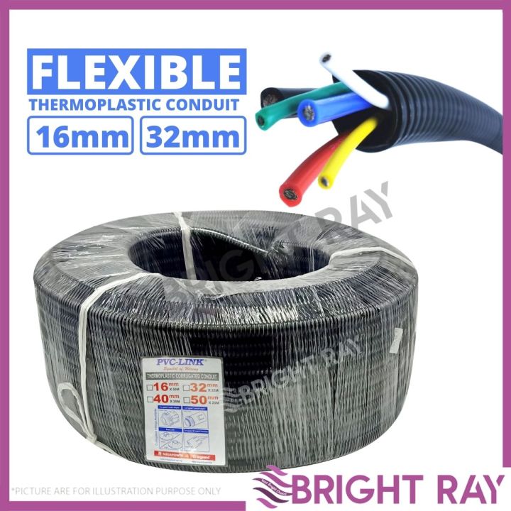 (1ROLL) 16MM / 32MM PVC FLEXIBLE HOSE HDPE Corrugated Conduit Electric ...