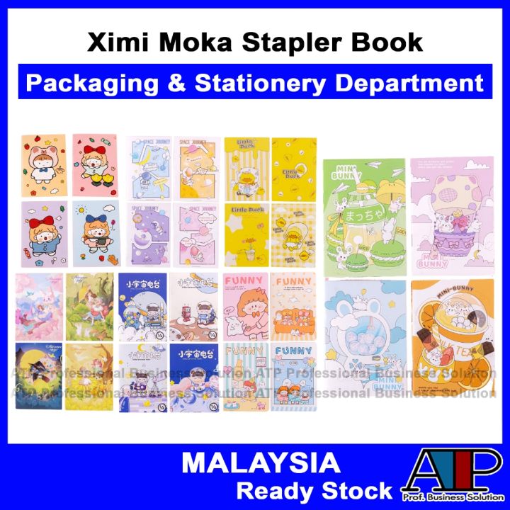 WJ👩🏼‍🏫 Ximi Moka Stapler Book Cute Notebook Mini Memo Pad Notebook Buku ...