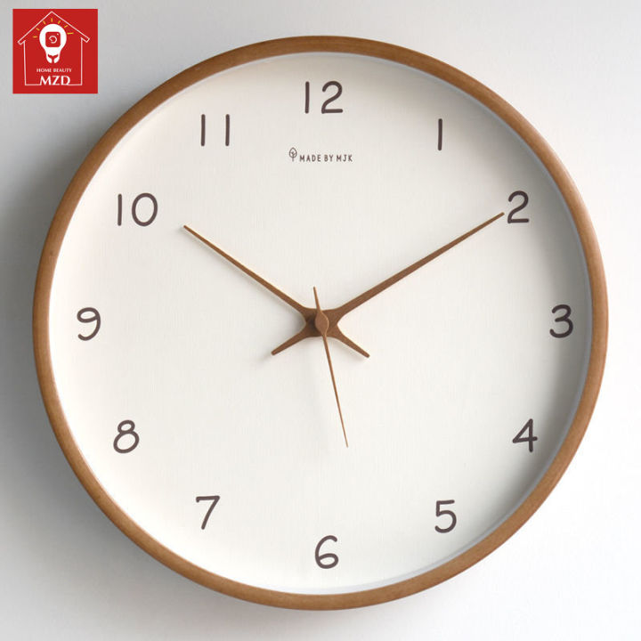 MZD【Bedroom/Livingroom/Work/Kitchen】Solid Wood Clock Wall Clock ...