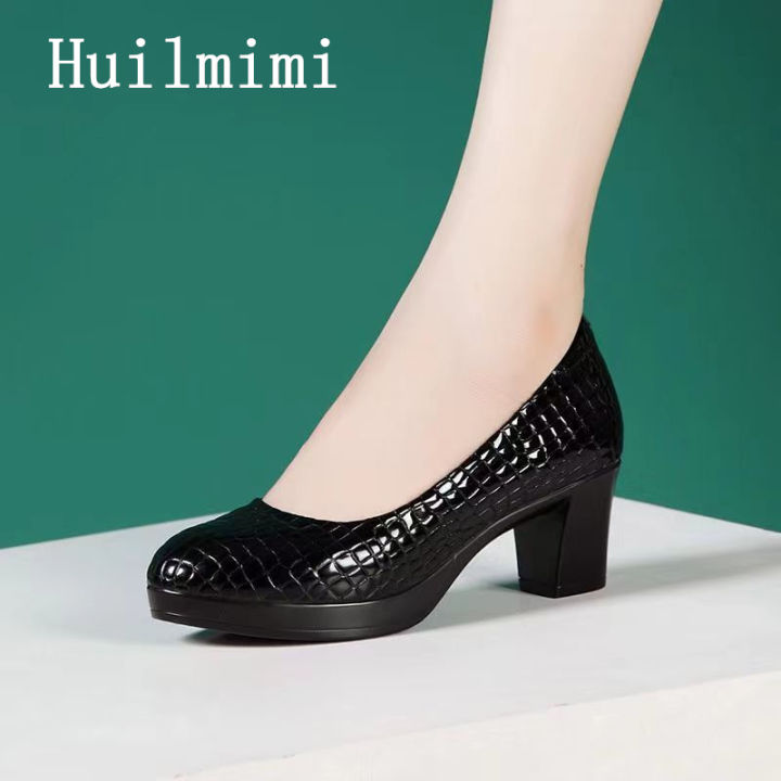 Huilm, women's high-heeled shoes with a heel height of 6cm crocodile ...