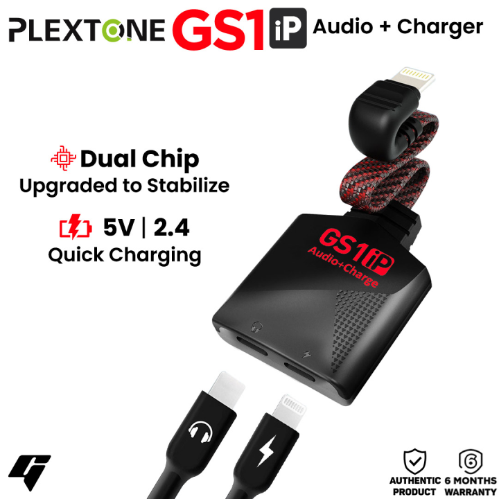 Plextone GS1iP 2-in-1 Audio Adapter Fast Charging Splitter Magnetic ...