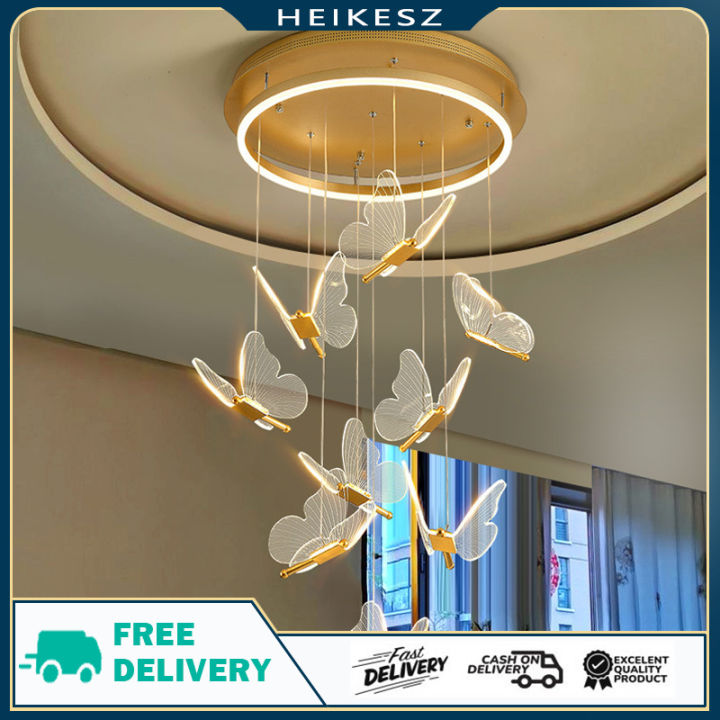 Nordic Lamp Living Room Headlight Dining Room Led Stair Long Chandelier ...