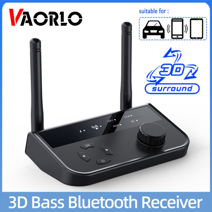 VAORLO Bluetooth 5.3 Audio Receiver 3D Surround Stereo Sound Bass Wireless Adapter 3.5MM AUX ...
