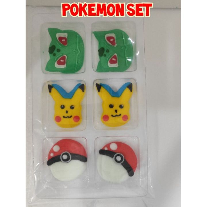 Pokemon Set Royal Icing 2D cake cupcake cake topper edible Decorations ...