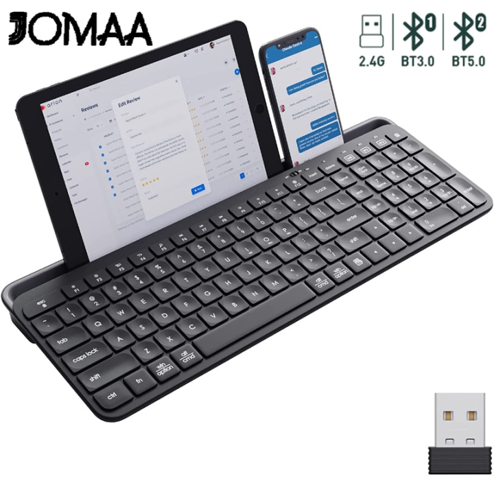 JOMAA Multi-Device Bluetooth Keyboard Bluetooth 5.0+3.0+2.4G Wireless ...