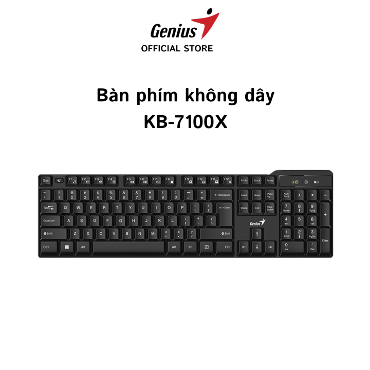 Bàn phím không dây Genius KB-7100X màu đen fullsize có bàn phím số ...