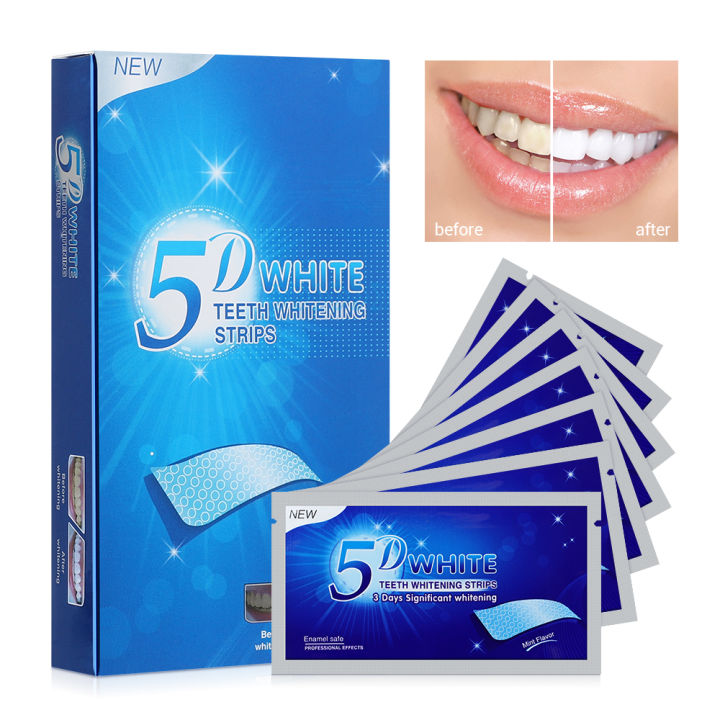 14pcs Teeth Whitenings Strips 5d White Gel Double Dental Bleaching