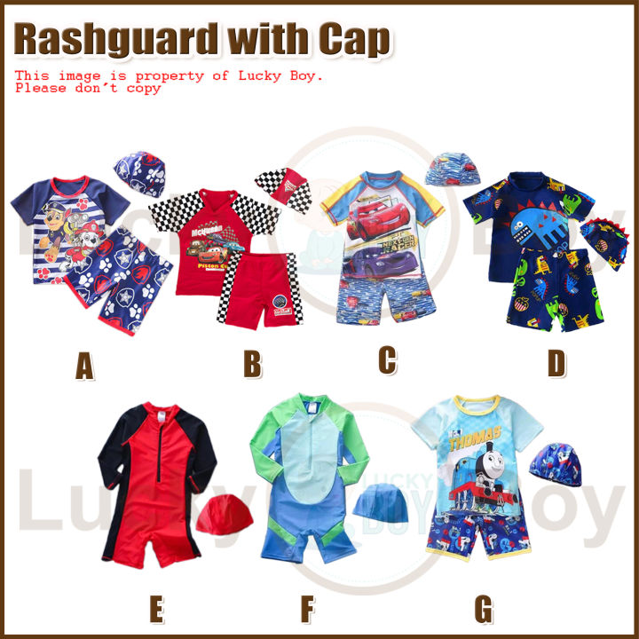 Kids Overall Rash Guards One Piece Swimwear with Cap | Lazada PH