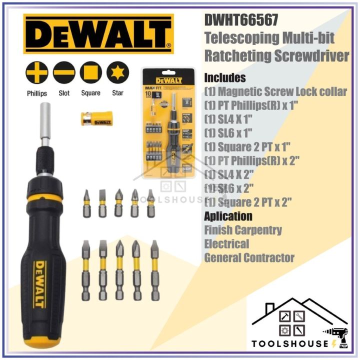 Dewalt DWHT66567 MAX FIT® Telescoping Multi-bit Ratcheting Screwdriver 伸缩式多位棘轮螺丝刀 | Lazada