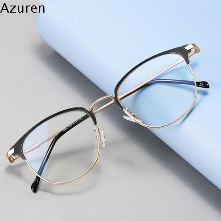 AZUREN เลนส์ที่ชัดเจน แว่นอ่านหนังสือของผู้ชาย ครึ่งกรอบ ป้องกันแสง ...