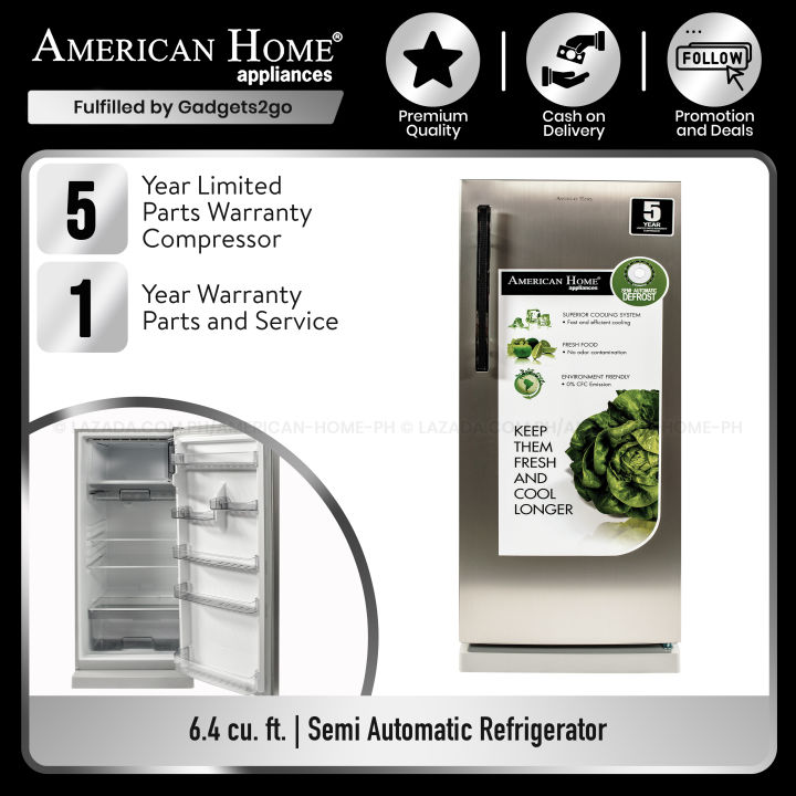 American Home 6.4 cu. ft. Single Door Semi Automatic Refrigerator ARSD ...
