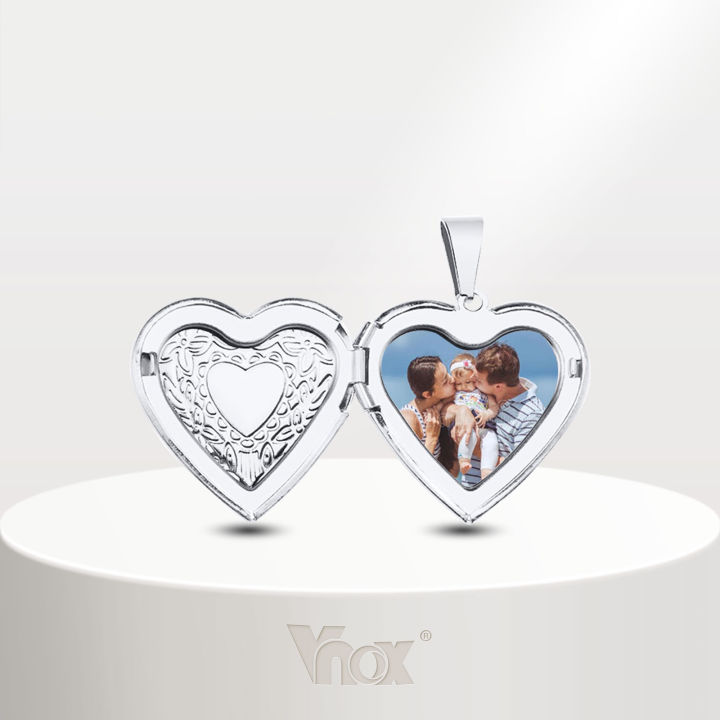 Vnox Custom Love Heart Locket Necklace That Holder Pictures Box ...