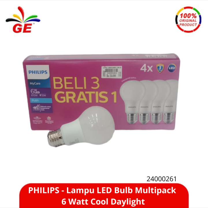 GE - Lampu Philips LED Bulb Multipack 6 Watt Cool Daylight 24000261 ...