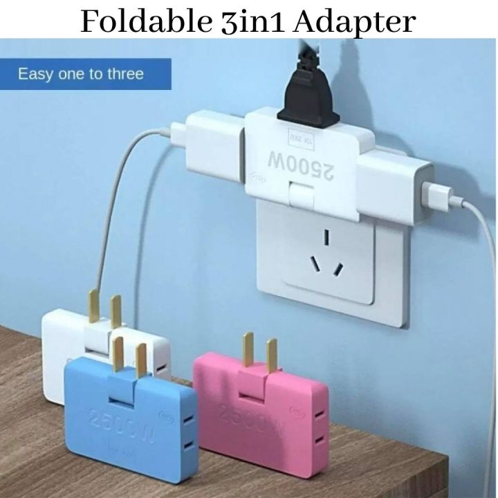 Foldable 3 in1 Converter 180 Degree rotation adapter 1 plug 3 socket ...