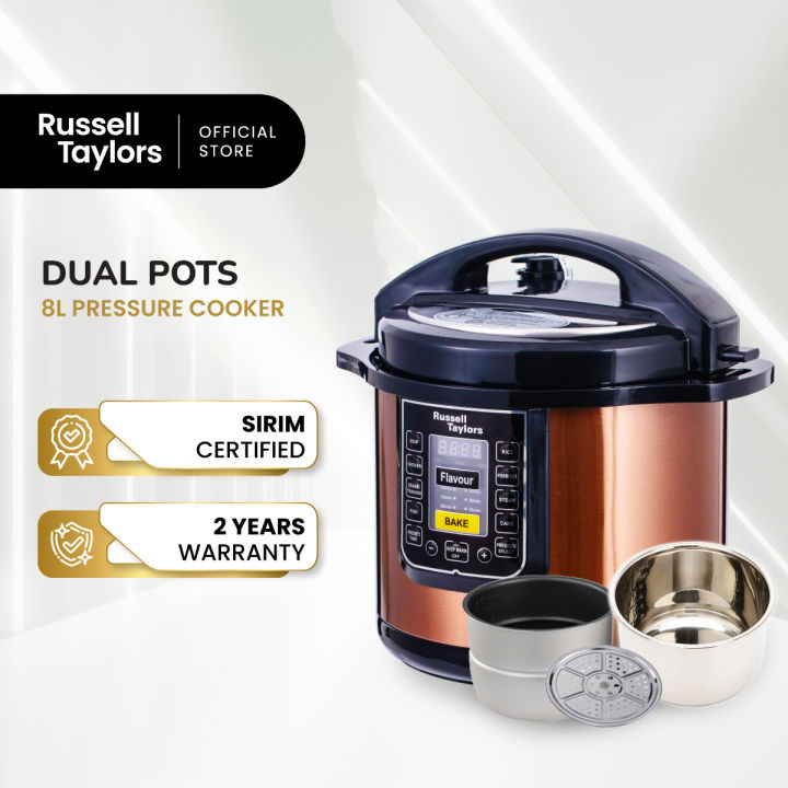 Russell Taylors 8L Dual Pot Pressure Cooker PC-80 (2 inner pots + 1 ...