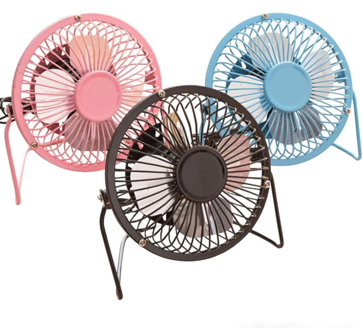 4-Inch USB Desk Fan Adjustable Personal Cooling Fan 4 Blade Metal ...