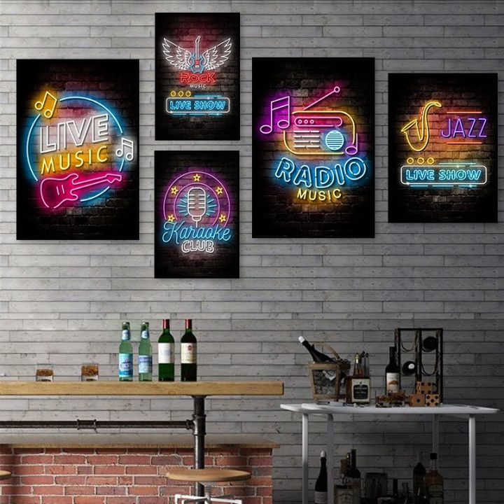 Pop Live Music Neon Wall Art Poster DJ Rock Jazz Live Show Neon Sign ...