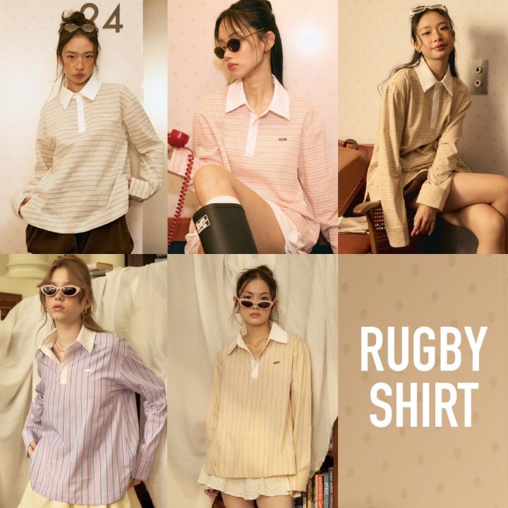 pink, lavender จัดส่ง 20 JAN lookbooklookbook rugby top เสื้อแขนยาว | Lazada.co.th