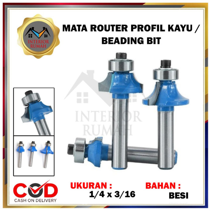 Mata Router edging 2mm mata profil kayu 1/4" x 3/16 Mata Trimmer Router ...