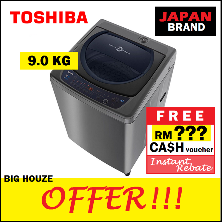 Toshiba 9kg Washer Top Load Washing Machine AW-H1000GM 9.0KG Stainless ...