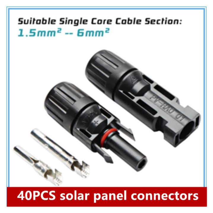 BABEDUO 40pcs/20pcs/10pcs MC4 30A Male Female M/F Wire Cable Connector Set Solar Panel IP67 ...