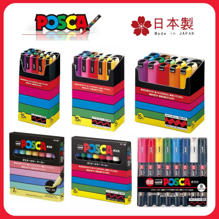 Mitsubishi Uni Posca Color Paint Markers Set, Water-Based Pen, Made in ...