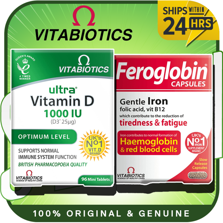 Vitabiotics Ultra Vitamin D3 Tablets | Feroglobin Gentle Iron Folic ...