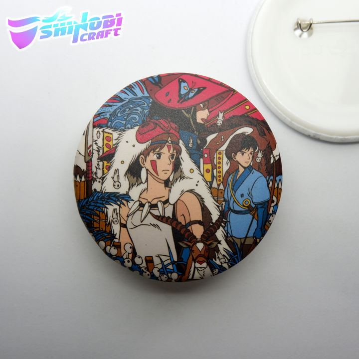 PRINCESS MONONOKE button pin (studio ghibli badge) accessory for bag ...