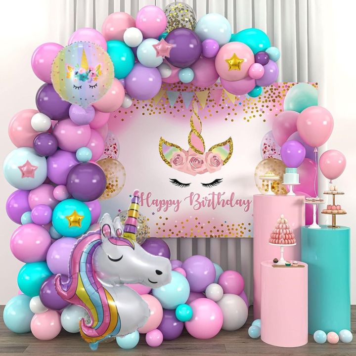 97Pcs Unicorn Balloon Set Macaron Pastel Latex Birthday Decoration ...